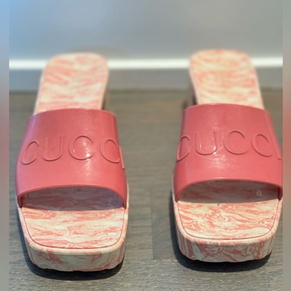 Gucci | Shoes | Rubber Gucci Logo Womens Platform 260mm Slide Sandals ...